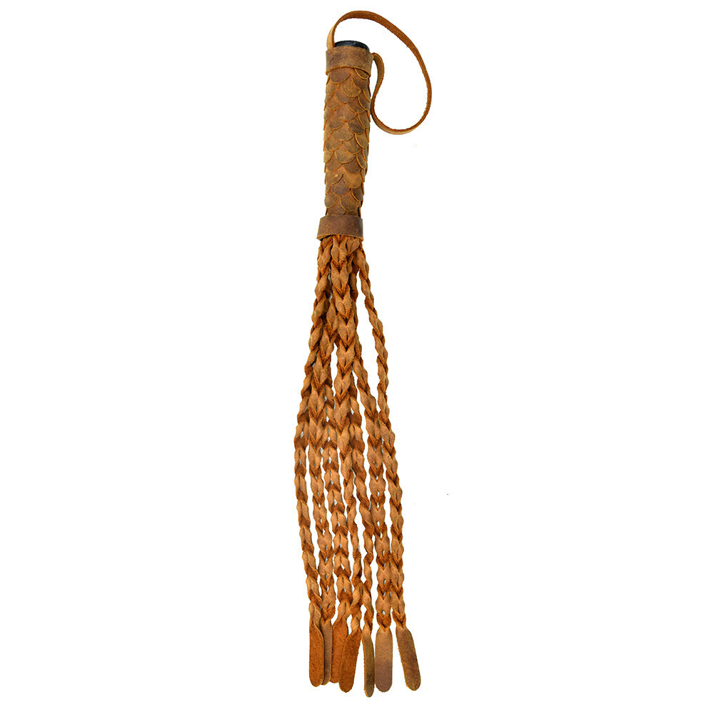 Pain Medieval Braided 15 Inch Italian Leather Whip - Life's Too Fun